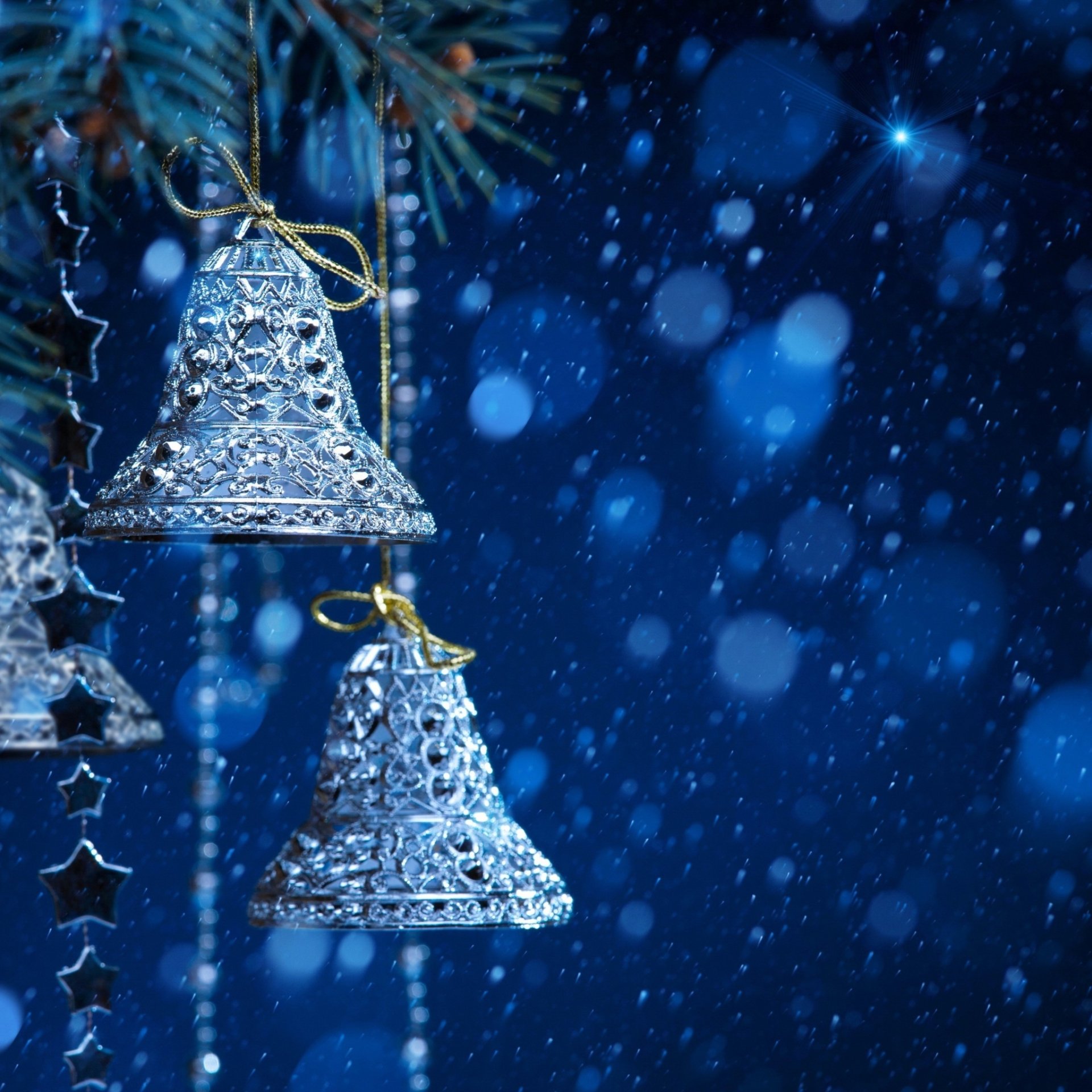 Download Snowfall Night Christmas Bell Christmas Ornaments Holiday PFP
