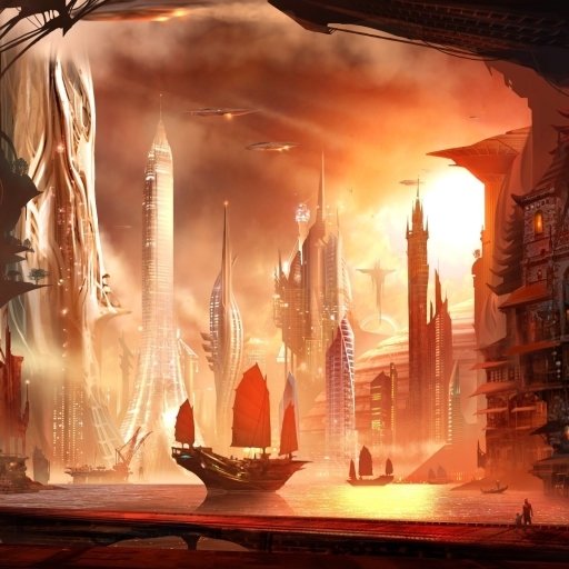 Download Skyscraper Ship City Fantasy Fantasy City PFP