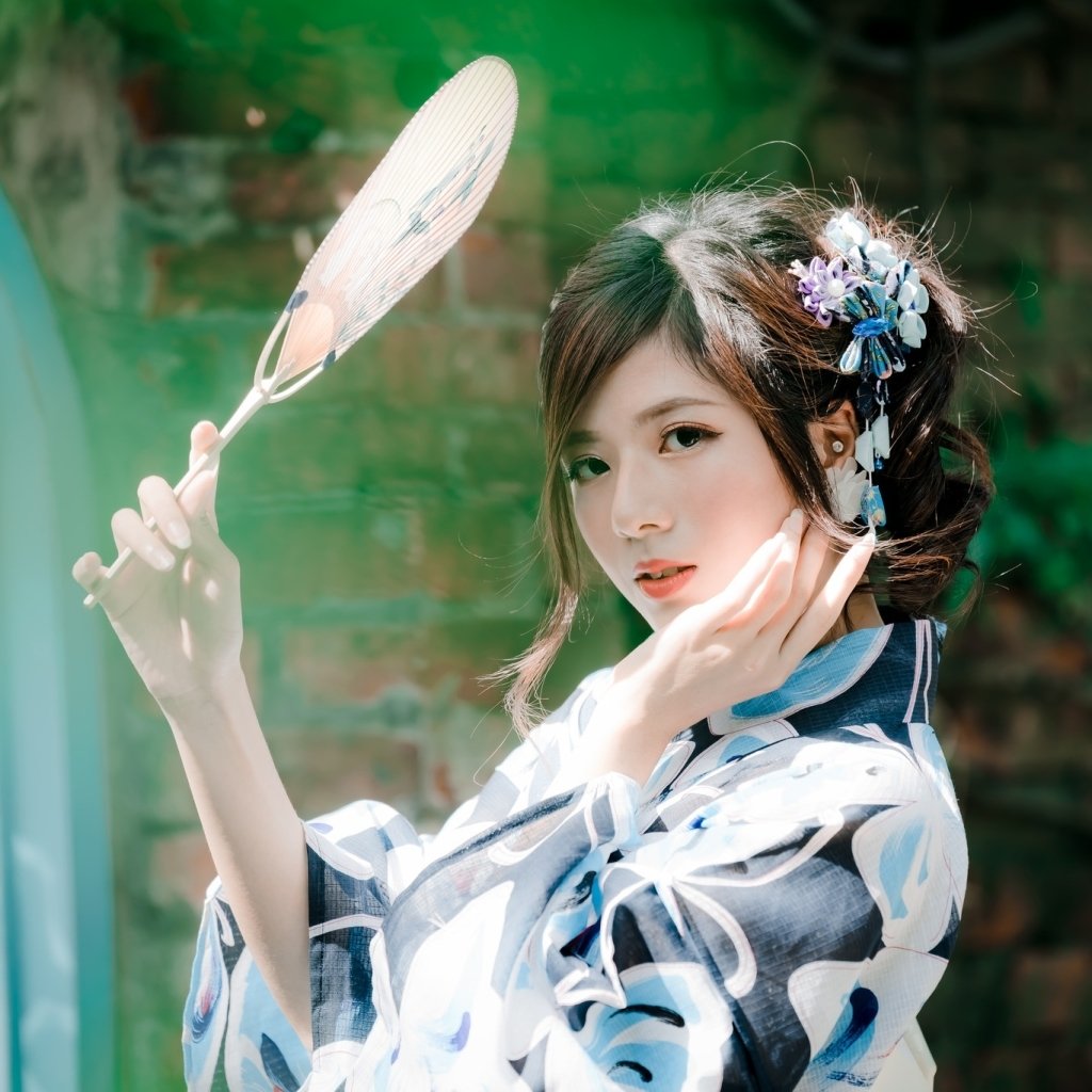 Download Fan Kimono Brunette Model Woman Asian PFP