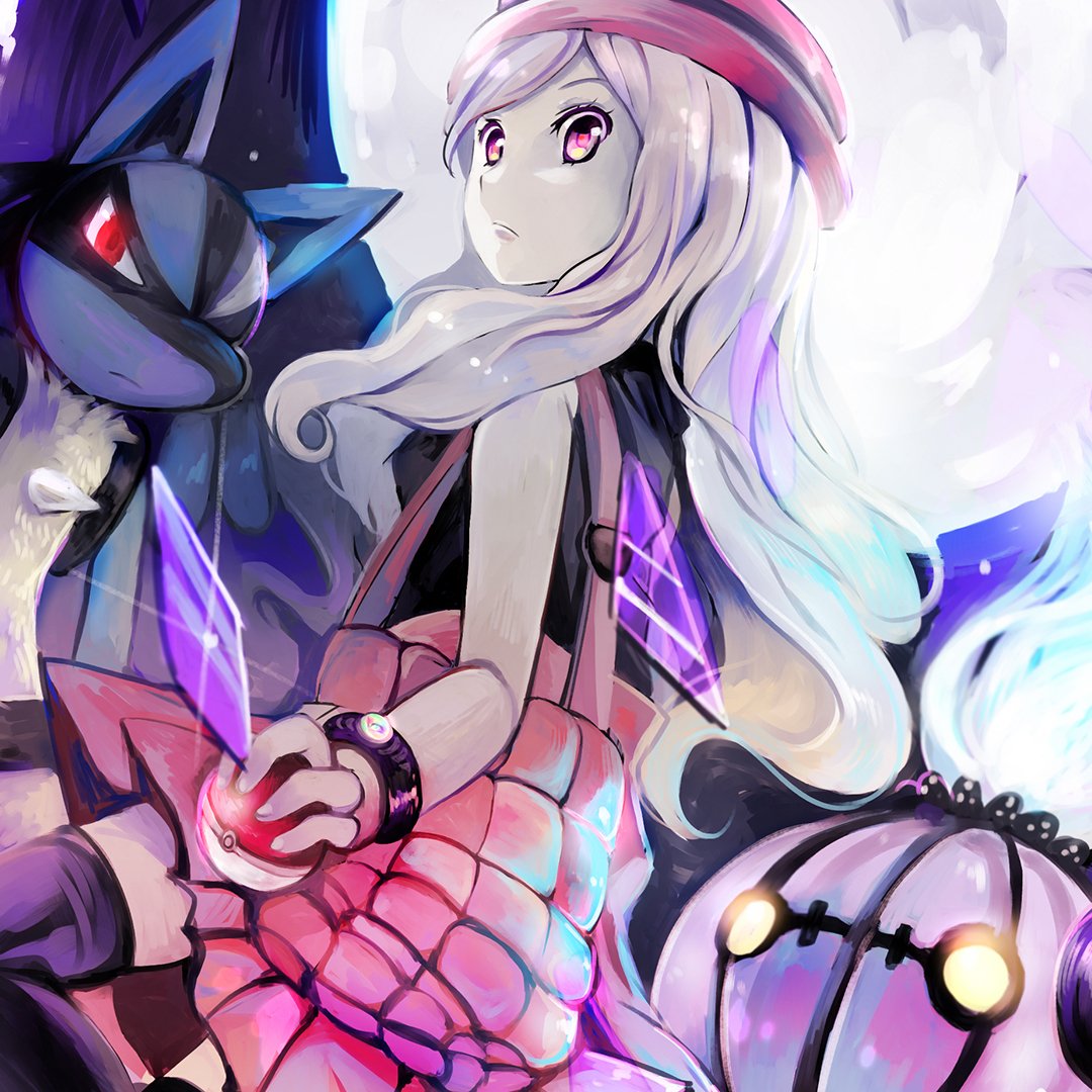 Download Pokeball Pokemon Red Eyes Long Hair Pink Eyes White Hair ...