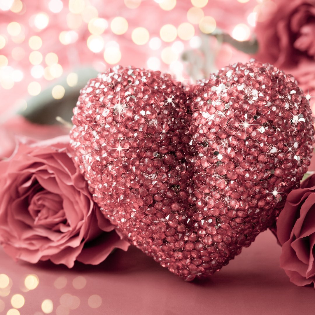 Download Glitter Rose Sparkles Heart Valentine's Day Holiday Pink PFP