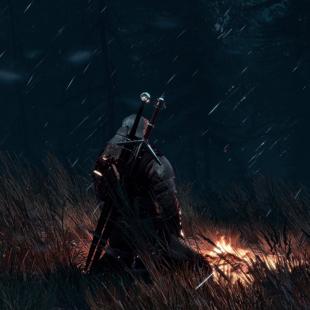 Download Geralt Of Rivia Night Meditation Bonfire Fire The Witcher 3 ...