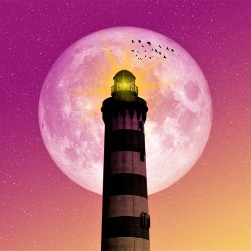 Download Bird Light Moon Lighthouse Artistic PFP