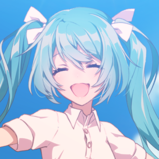 Radiant Twin Tails: Smiling Blue-Haired Vocaloid Icon