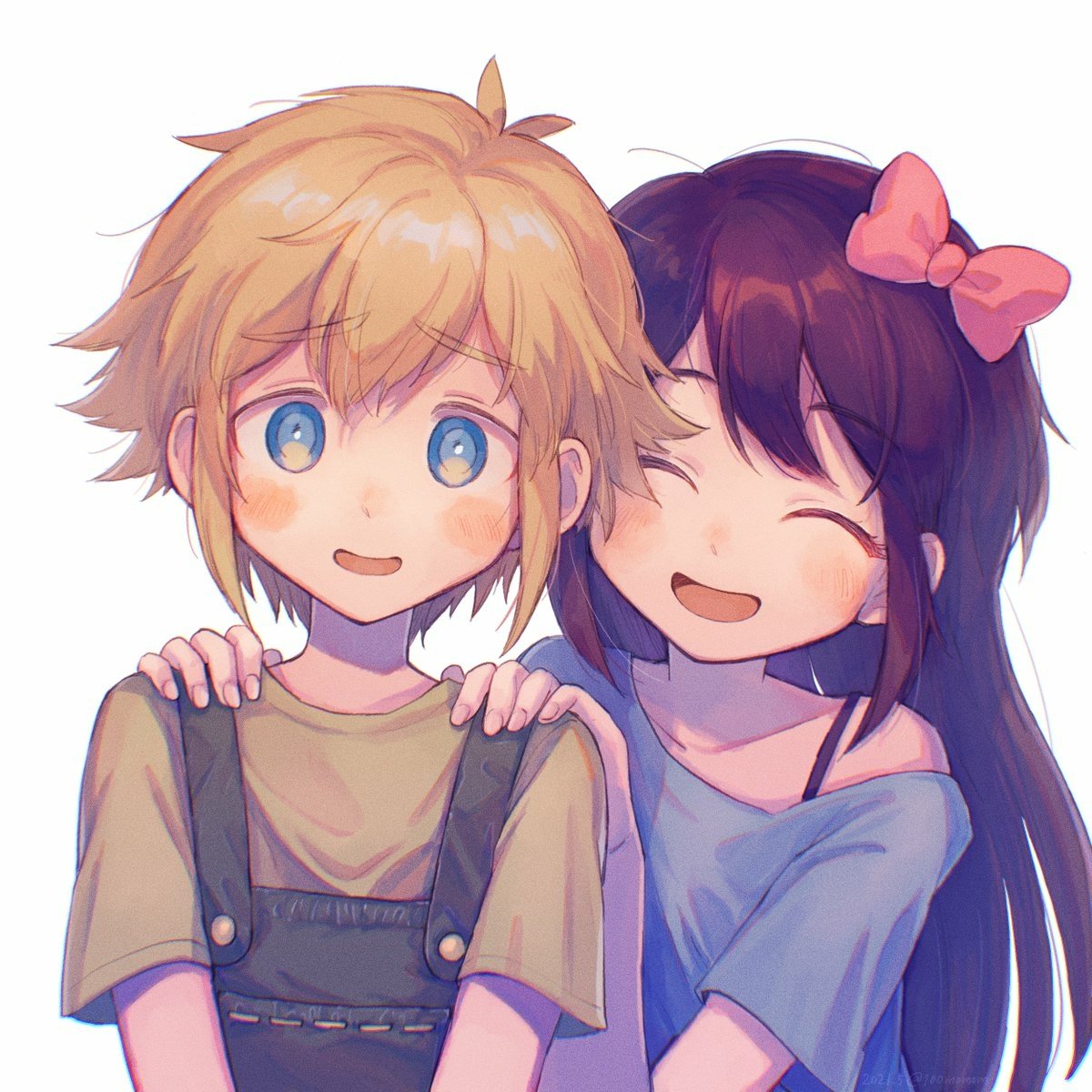 Download Black Hair Long Hair Blonde Cute OMORI Basil (Omori) Aubrey (Omori) Video Game PFP