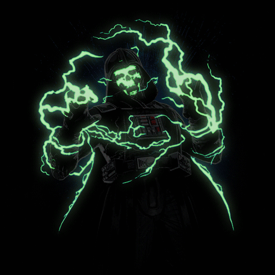 Darth Vader surrounded by force lightning