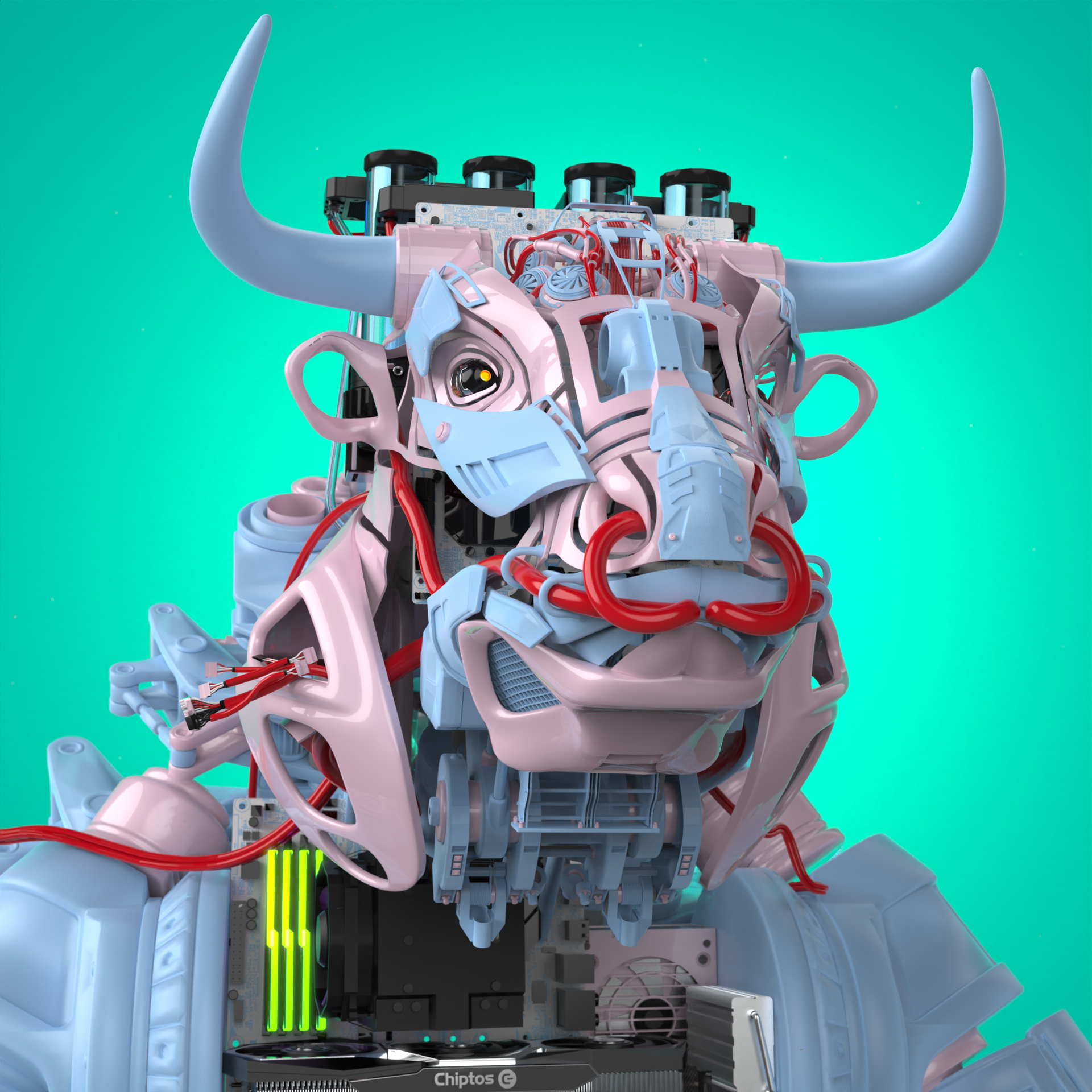 Chiptos X Scifi NFT Bull Taurus Computer Part Robot Cool Robot PFP by ...