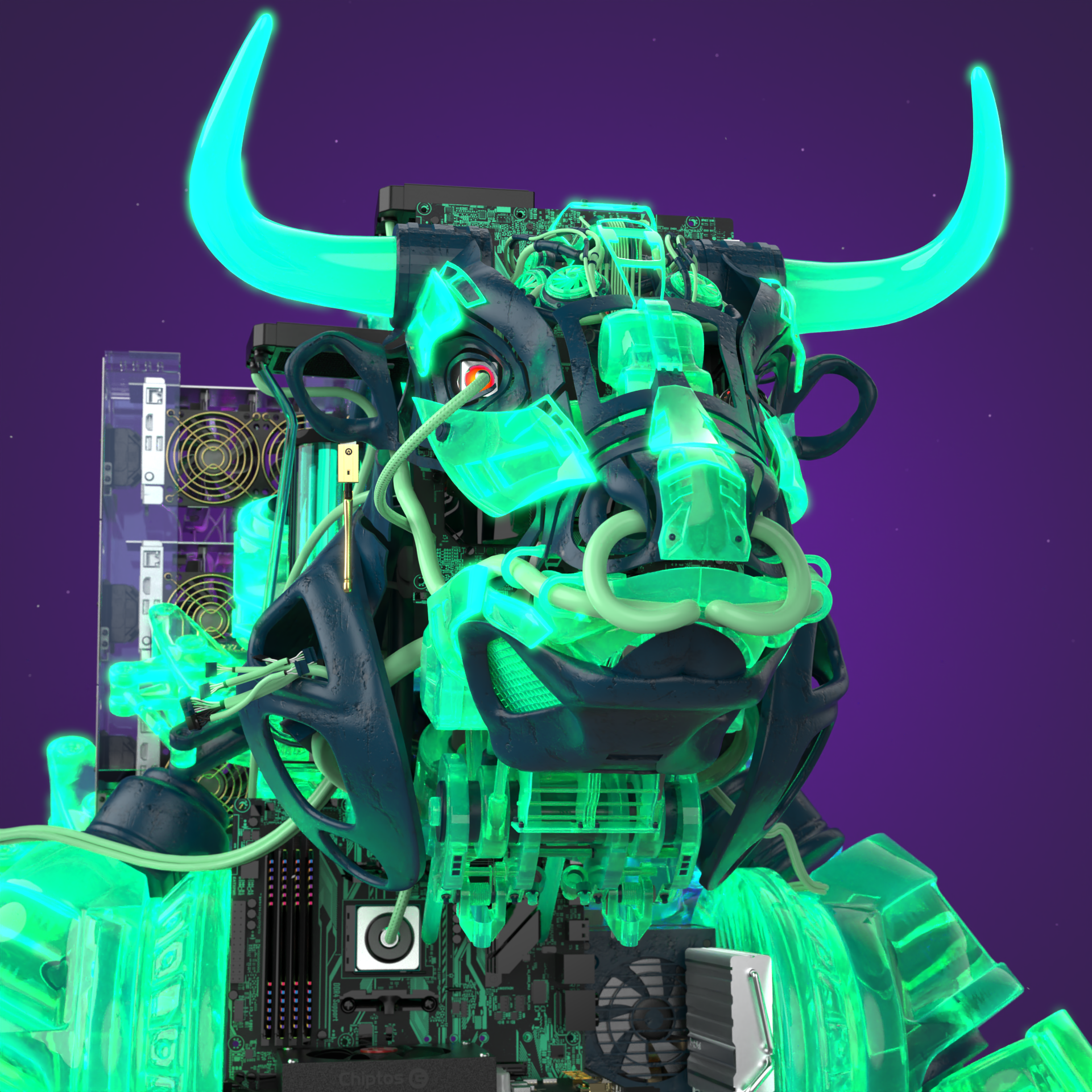 Chiptos X Scifi NFT Bull Taurus Computer Part Robot Cool Robot PFP by ...