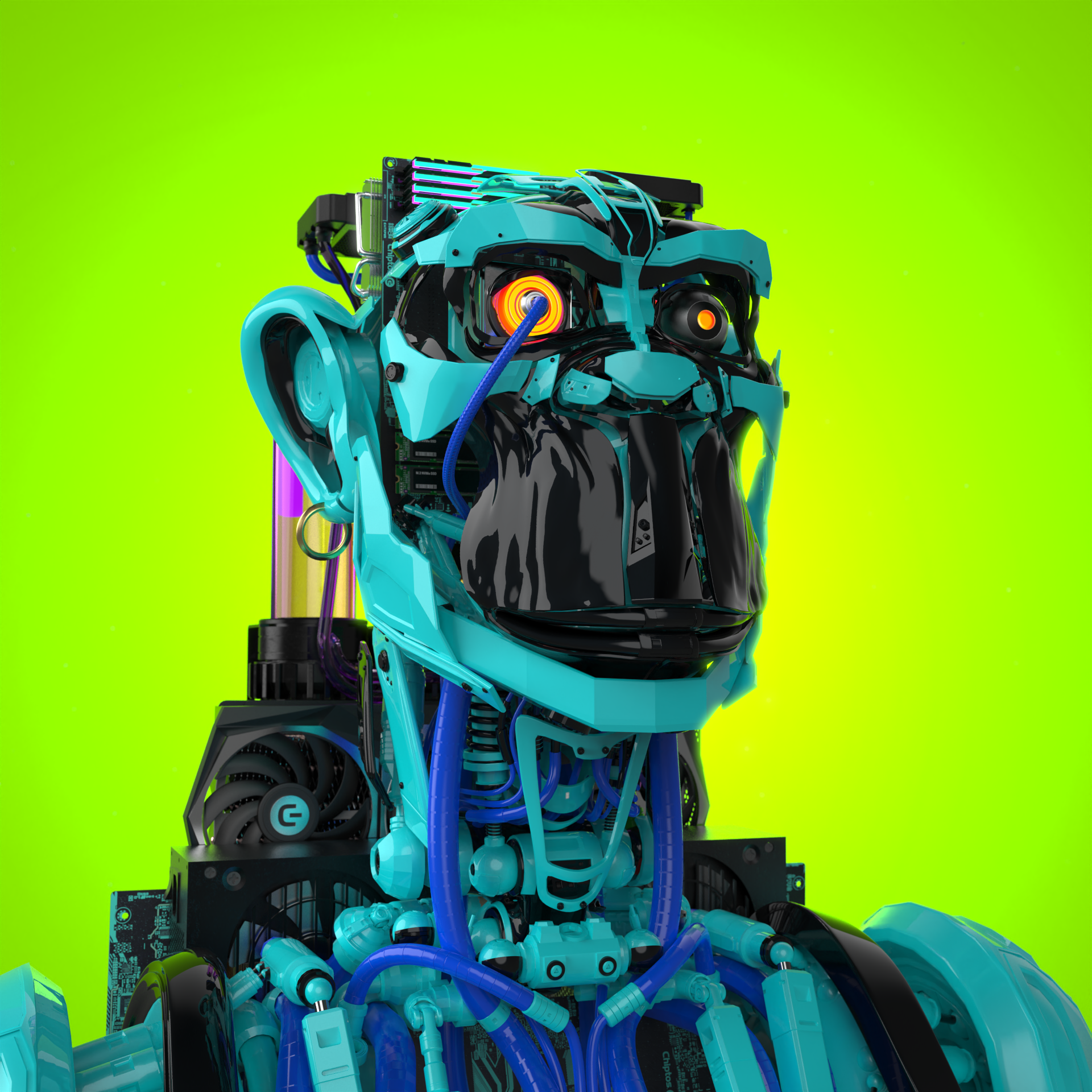 Chiptos X Ape Robot Chimp Computer Parts PC Robot Cool Robot PFP Scifi ...