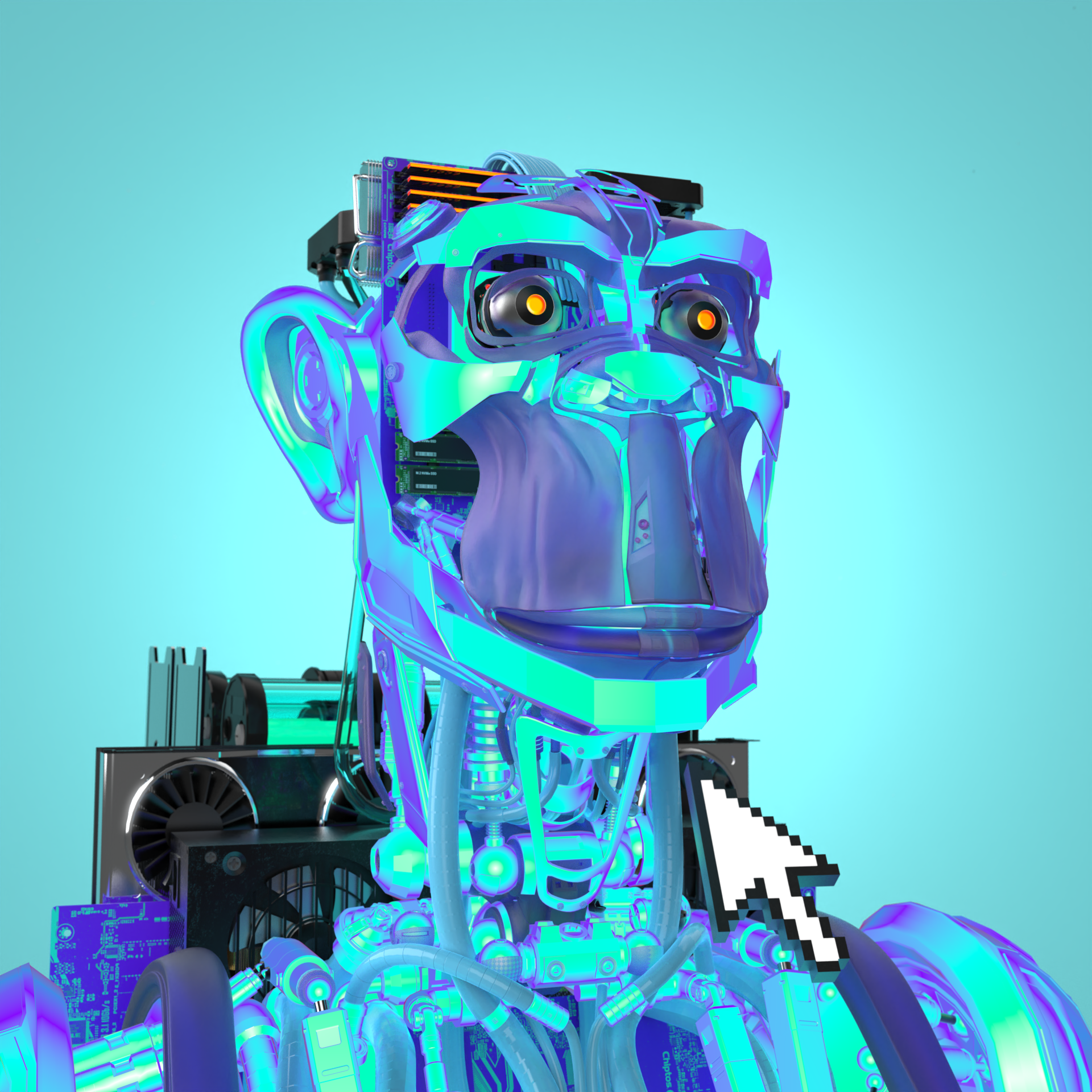 Chiptos X Ape Robot Chimp Computer Parts PC Robot Cool Robot PFP Scifi ...