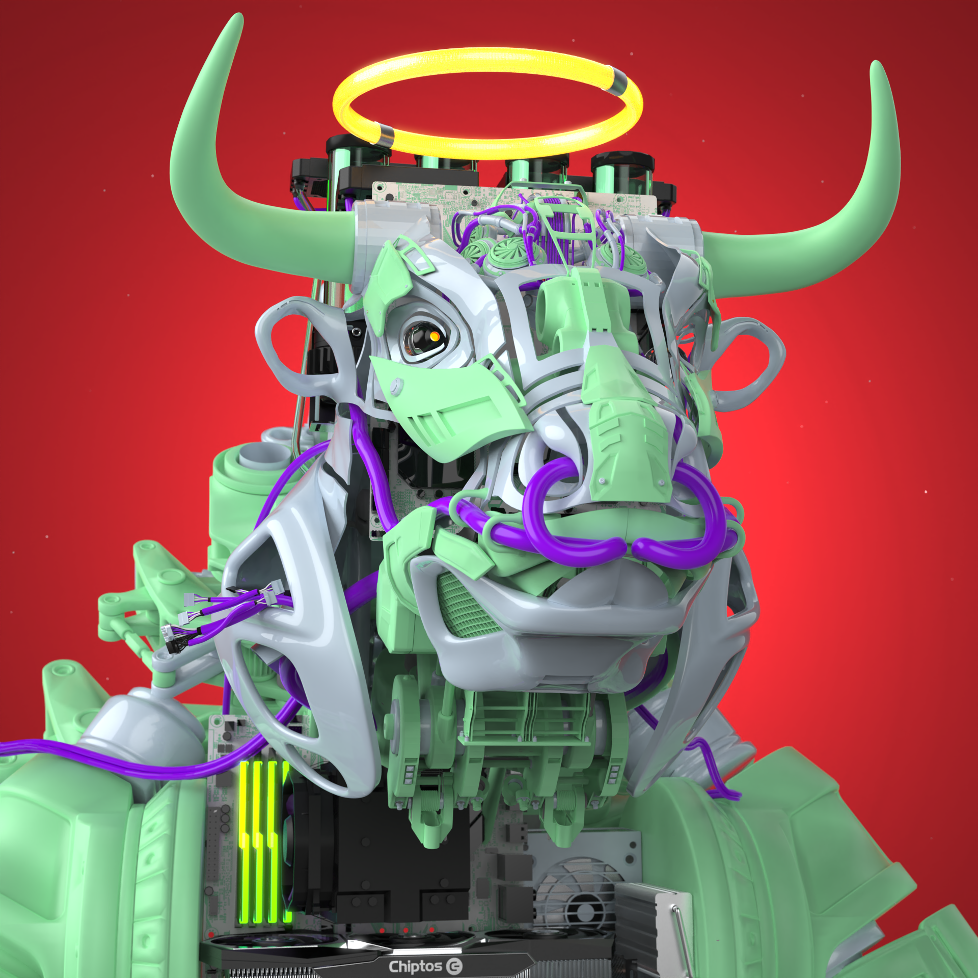 Chiptos X Bull Robot Taurus PC Aesthetic Robot PFP Robot Profile ...