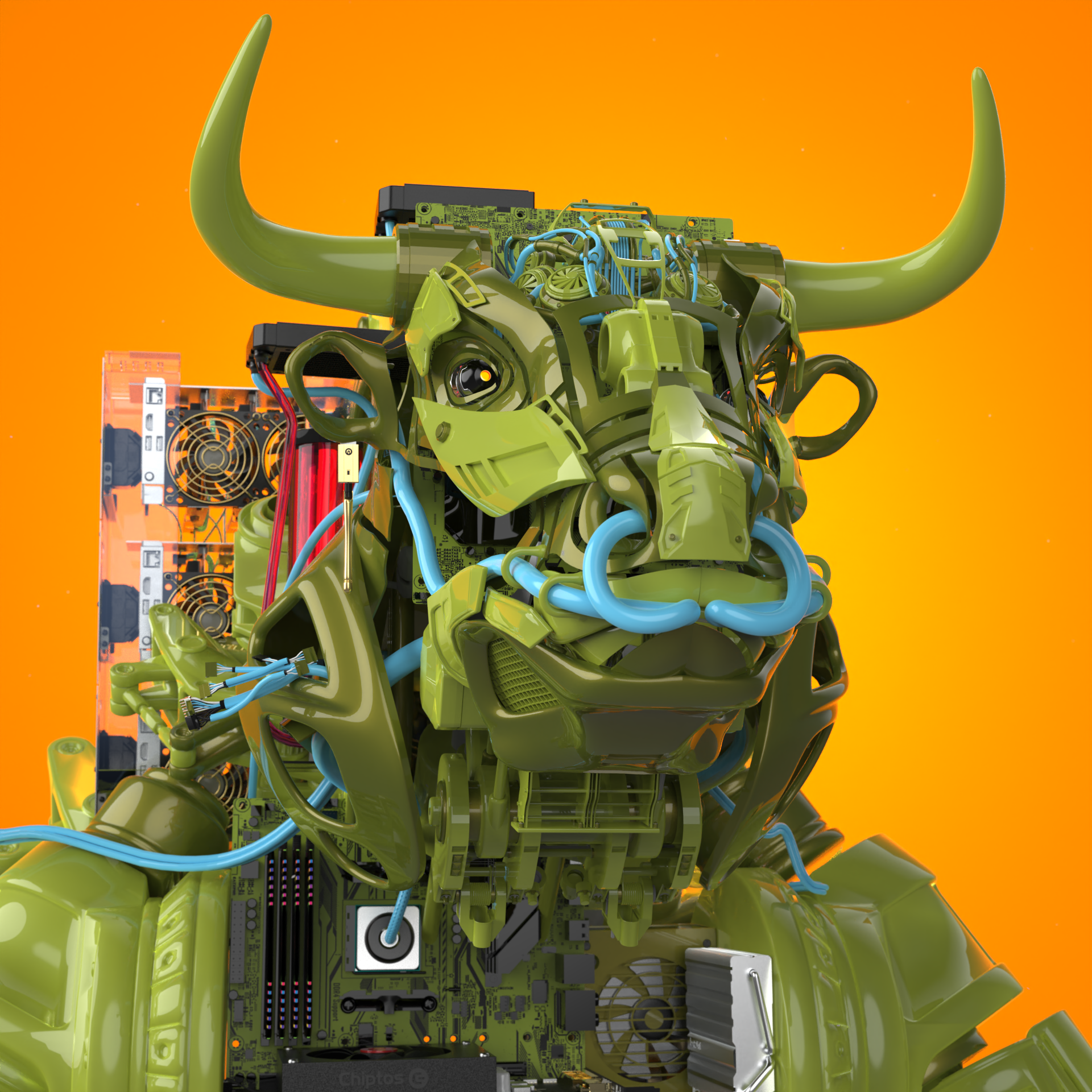 Chiptos X Bull Robot Taurus PC Aesthetic Robot PFP Robot Profile ...