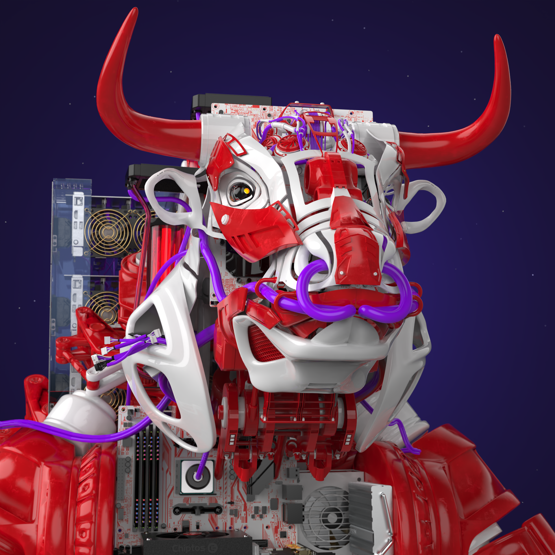 Chiptos X Bull Robot Taurus PC Aesthetic Robot PFP Robot Profile ...