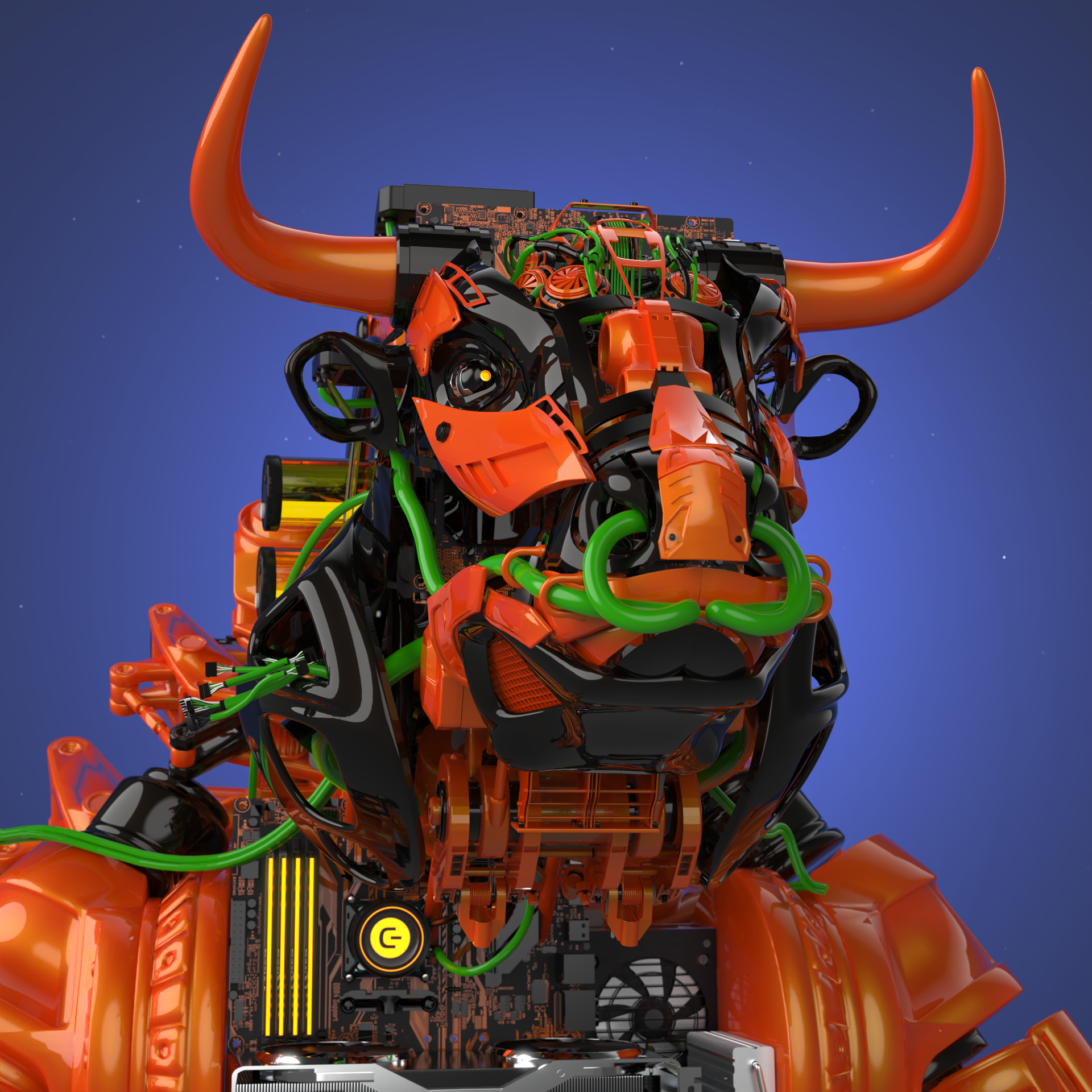 Chiptos X Bull Robot Taurus PC Aesthetic Robot PFP Robot Profile ...