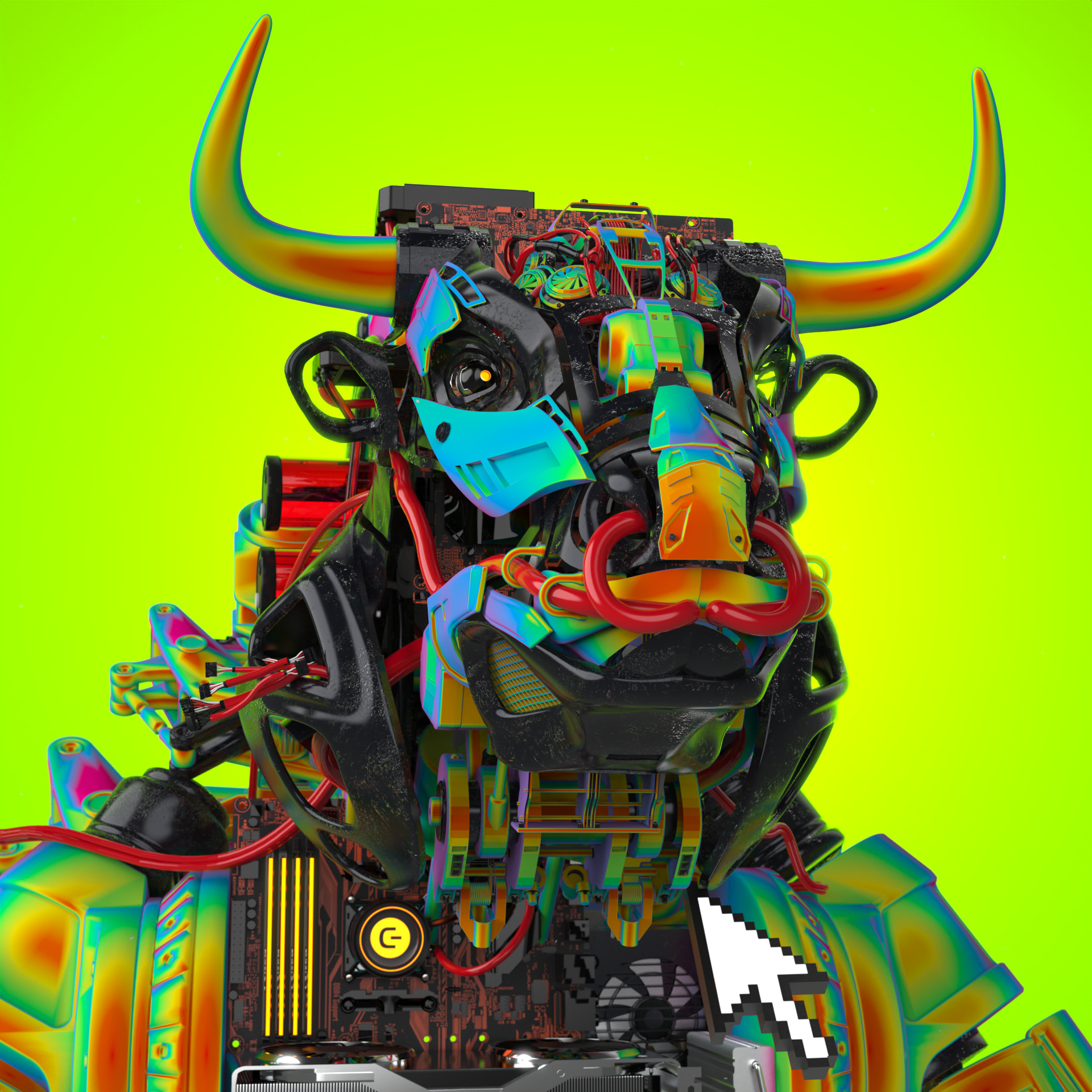 Chiptos X Bull Robot Taurus PC Aesthetic Robot PFP Robot Profile ...