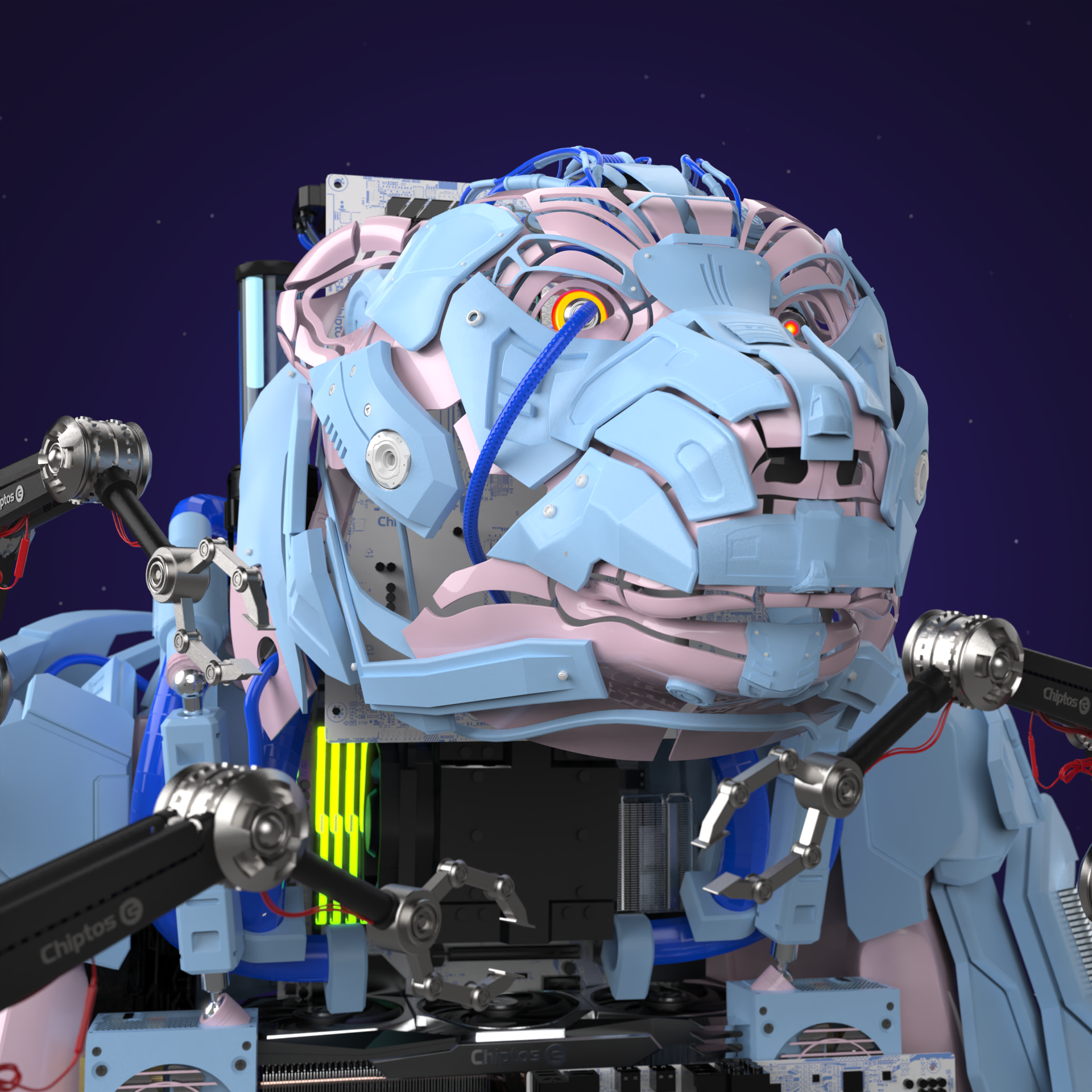Chiptos X Scifi NFT Bear Grizzly Computer Part Cool Robot PFP by chiptos