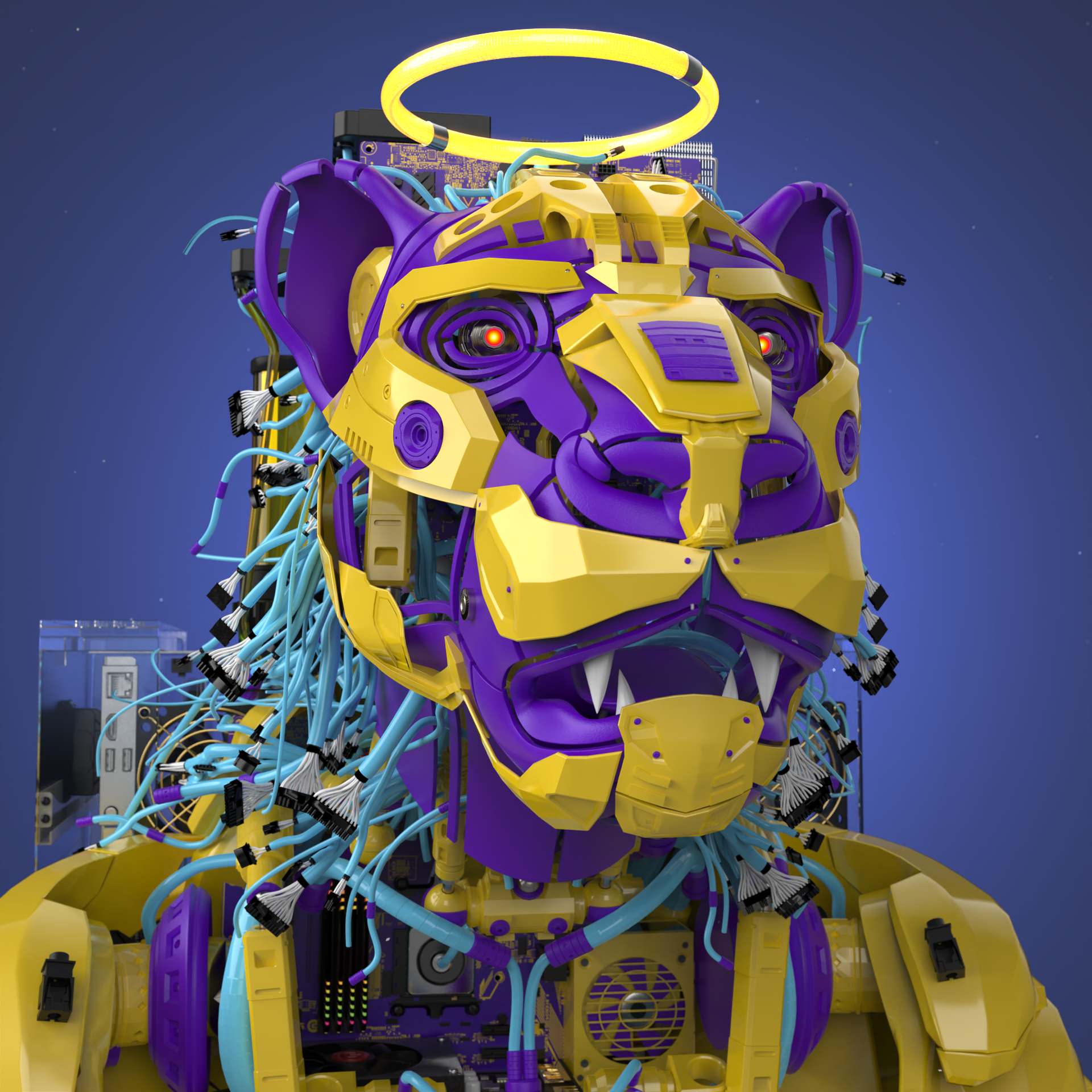 Chiptos X Scifi NFT Lion Leo Computer Part Robot Cool Robot PFP by chiptos
