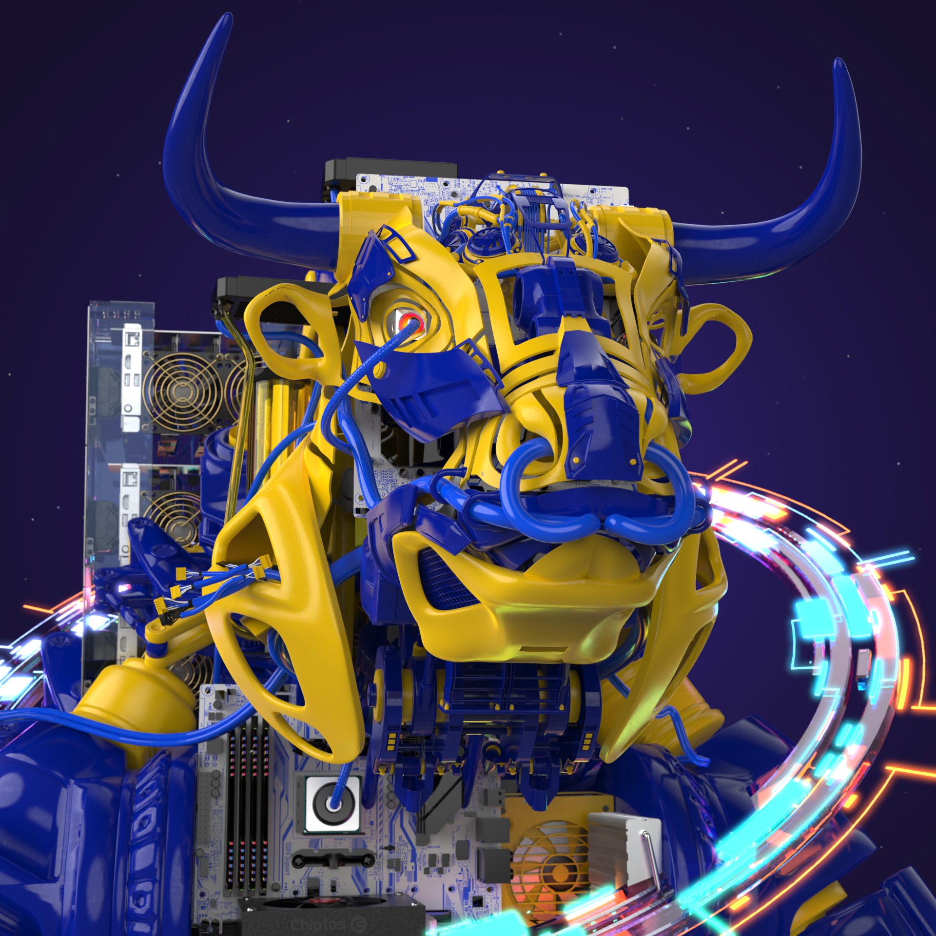 Chiptos X Scifi NFT Bull Taurus Computer Part Robot Cool Robot PFP by ...
