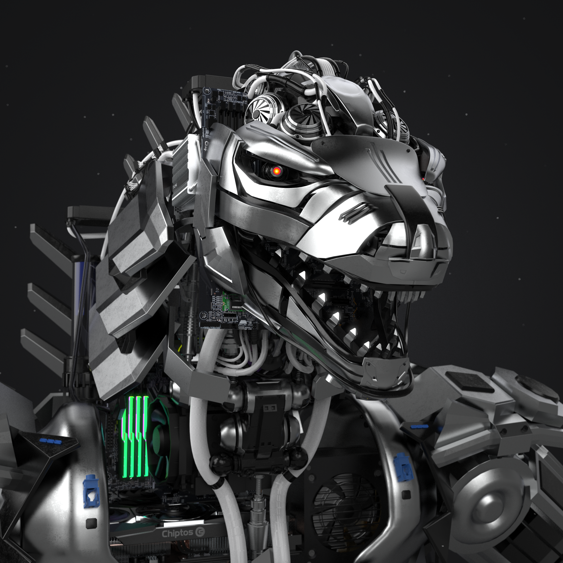 Chiptos X Scifi NFT GodZilla Zilla Computer Part Robot Cool Robot PFP ...