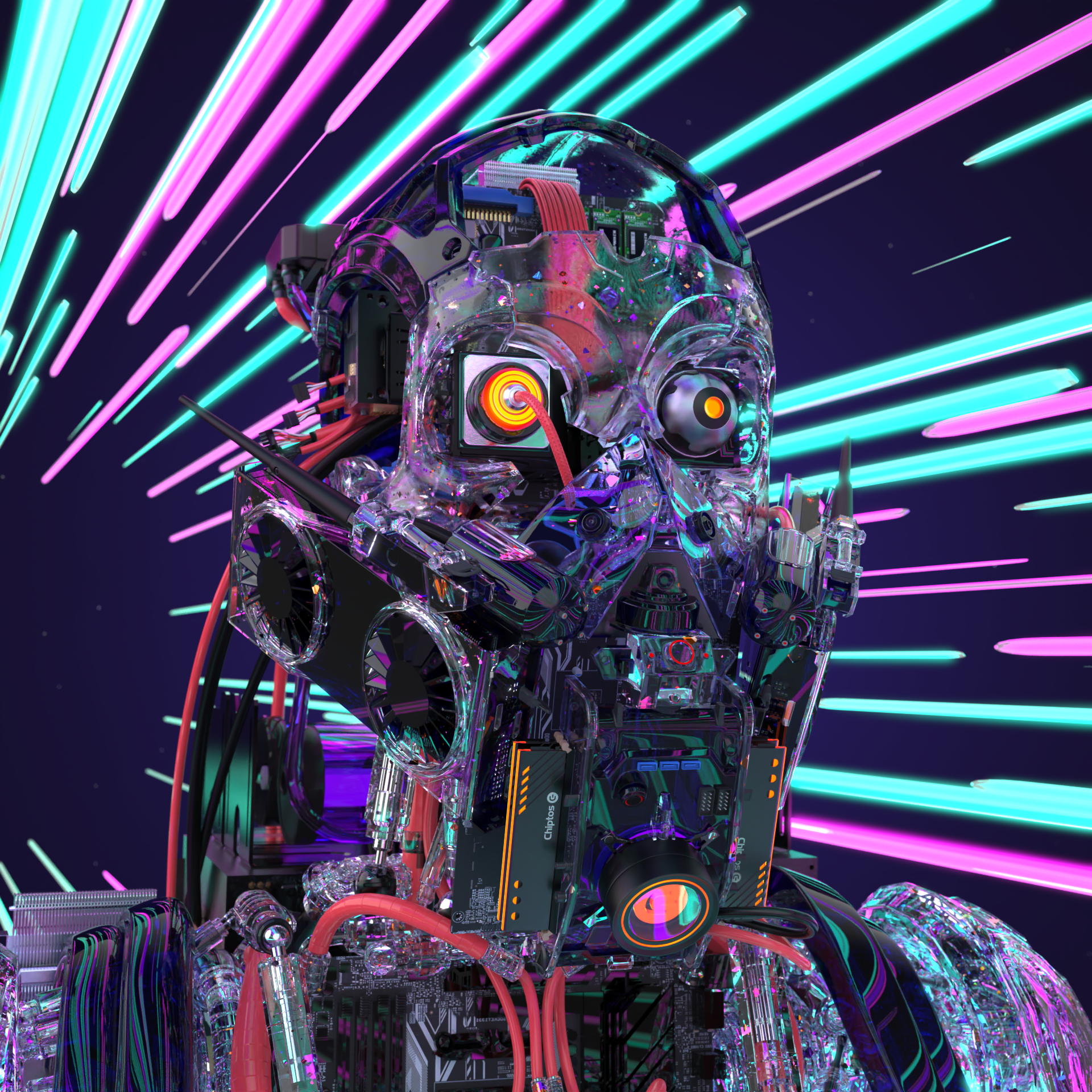 Chiptos X Scifi NFT Pyro Gas Mask Computer Part Robot Cool Robot PFP by ...