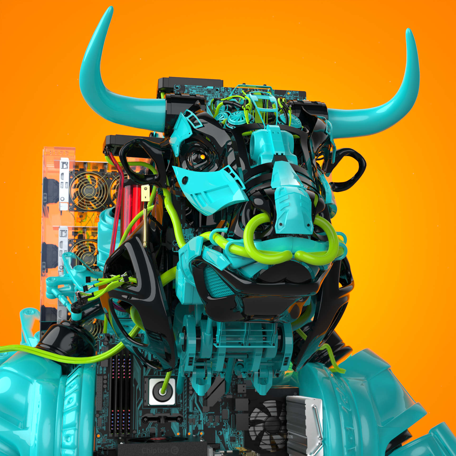 Chiptos X Bull Robot Taurus PC Aesthetic Robot PFP Robot Profile ...