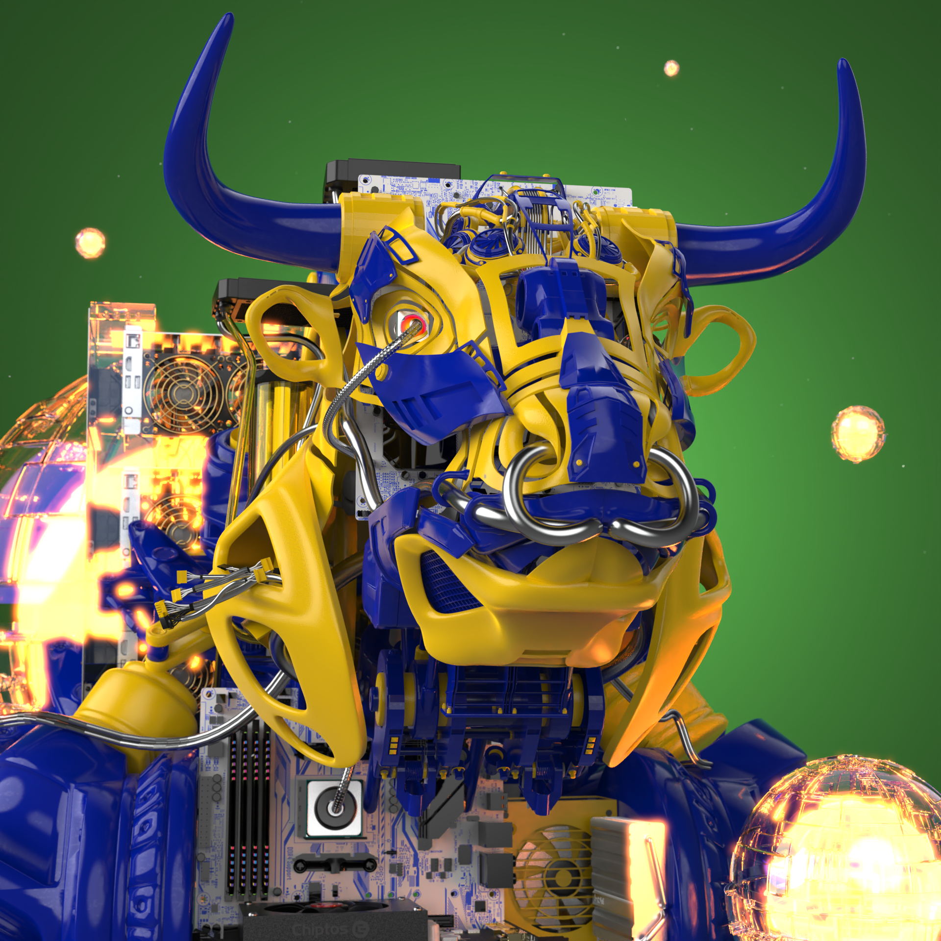 Chiptos X Bull Robot Taurus PC Aesthetic Robot PFP Robot Profile ...