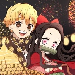 Nezuko & Zenitsu - Festival Glow | Kimetsu PFP: Fireworks | Demon ...