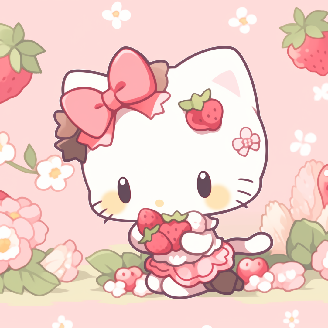 Sweet Strawberry Kitty: Charming Forum Avatar Delight