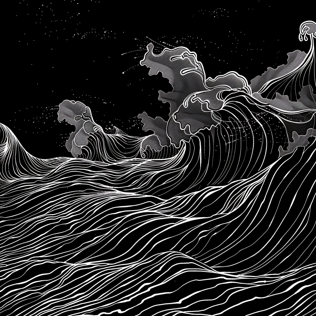 Black Vaporwave Waves Avatar by patrika