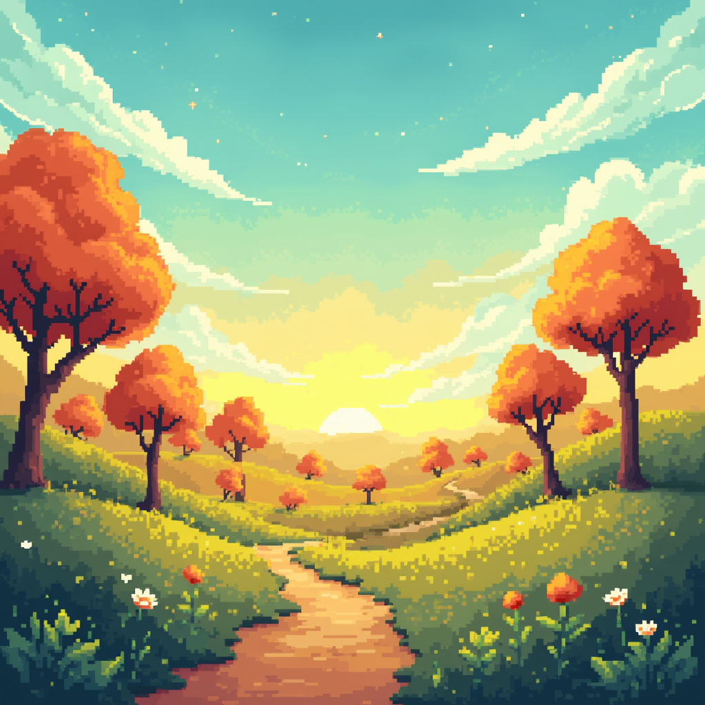 Serene Sunset: Pixel Art Forum Avatar by QuantumCurator