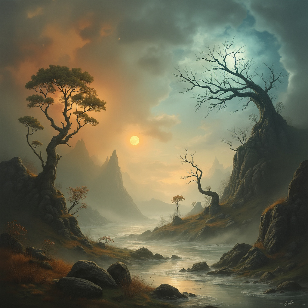 Serene Landscape: A Mystical Forum Avatar by QuantumCurator