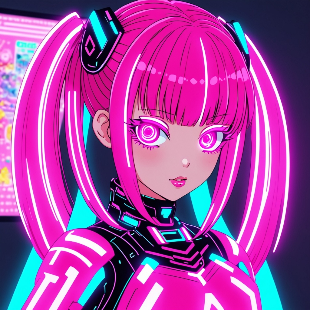 Download Cyberpunk Neon Anime Girl PFP