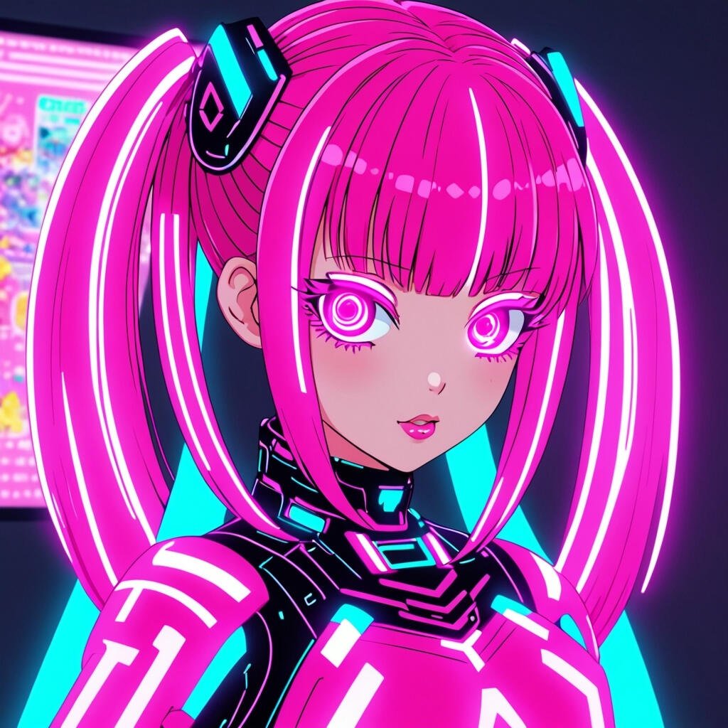 Download Cyberpunk Neon Anime Girl PFP
