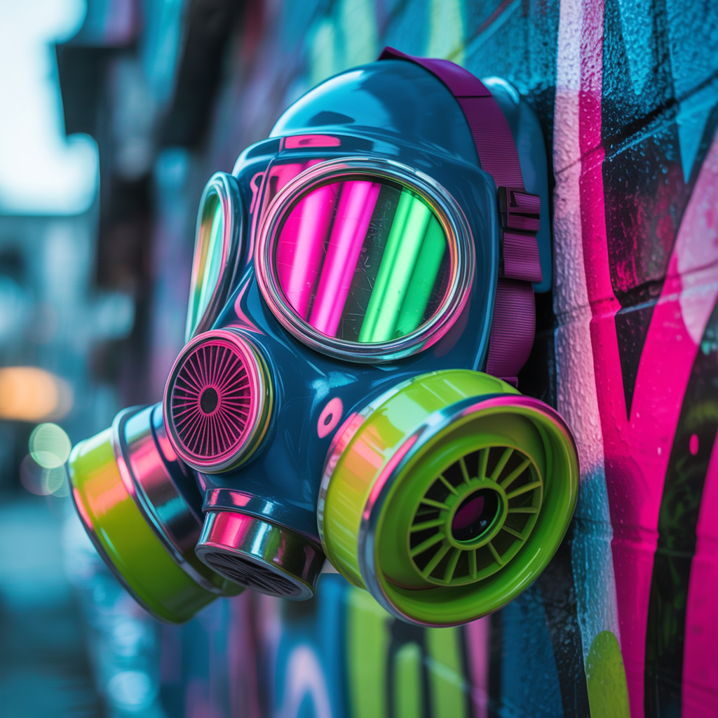 Gas Mask Glow – Vibrant Forum Avatar Profile Photo by QuantumCurator