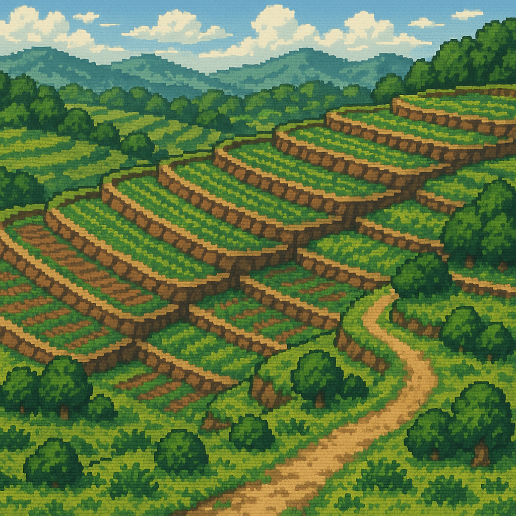 Terrace Trails: Pixelated Fields Avatar by QuantumCurator