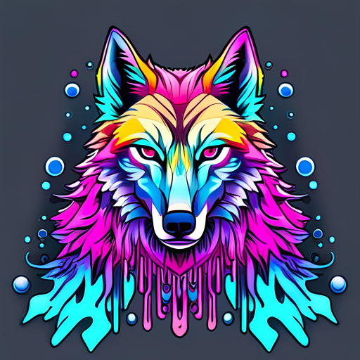 Colorful Wolf Face by lonewolf6738