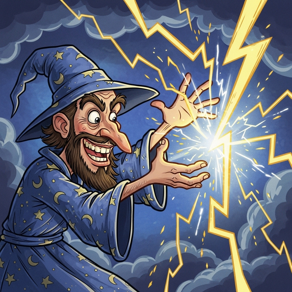 Arcane Lightning: The Wizard’s Electric Avatar by QuantumCurator