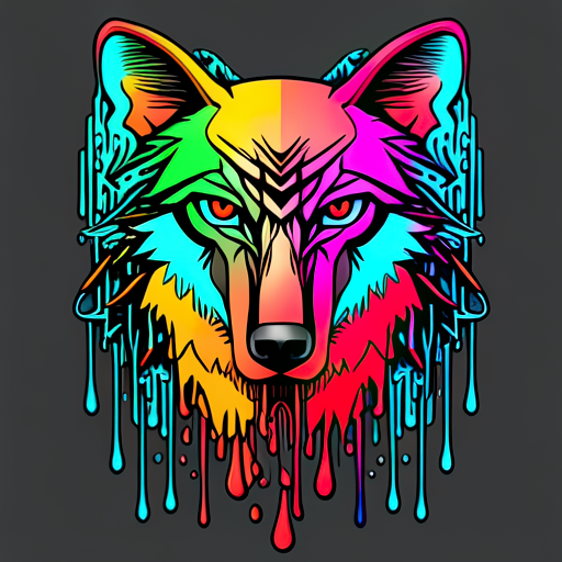 Colorful Wolf Face dripping paint by lonewolf6738