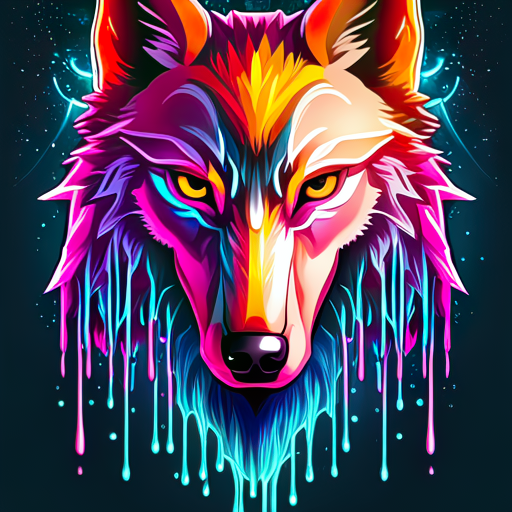 Colorful Wolf Face dripping paint by lonewolf6738
