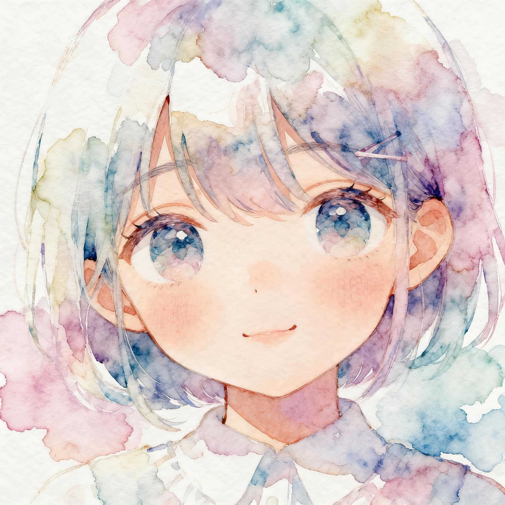 Pastel Watercolor PFP — Blue‑Eyed Smile by QuantumCurator